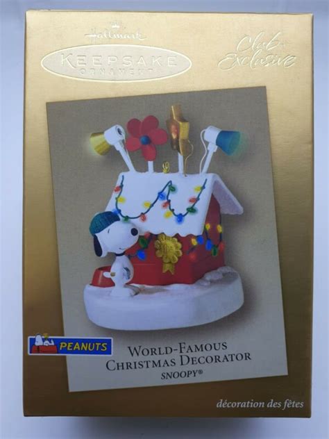 Snoopy Hallmark Peanuts Ornament Club WORLD FAMOUS CHRISTMAS DECORATOR Antique Price