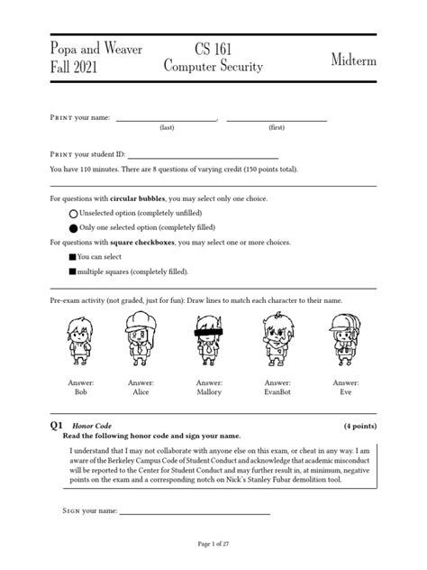Cs161 Fa21mt1solutions Download Free Pdf Public Key Cryptography