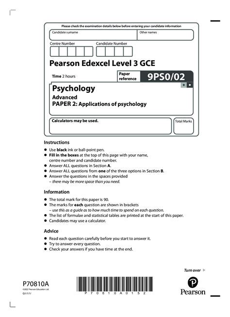 A Level Edexcel Psychology Specification