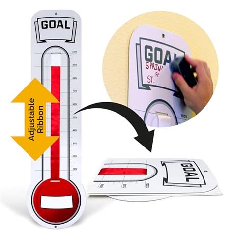 Fundraising Thermometer Chart Goal Tracker Dry Erase Goal Setting