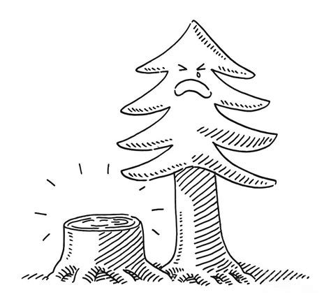 Logging Sad Tree Concept Drawing By Frank Ramspott
