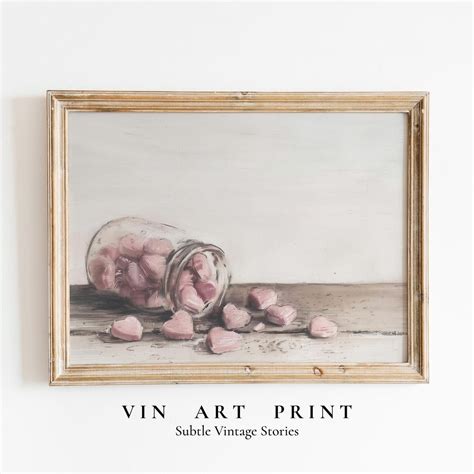 Candy Heart Jar Wall Art Valentine Sweet Home Decor Unframed Paper