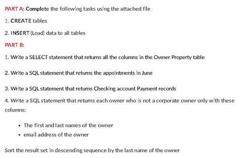 Solved Part A Complete The Following Tasks Using The Chegg