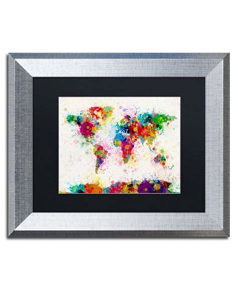 Trademark Global Michael Tompsett Paint Splashes World Map Matted