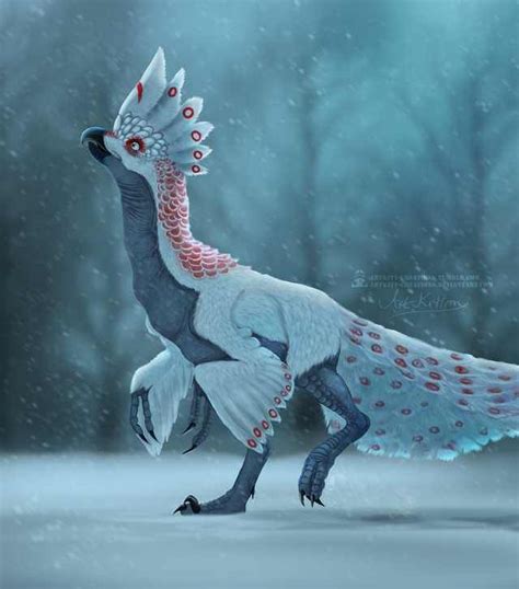 3 Views Of Therinzosaurs Winter Plumage Good Mythische Wezens