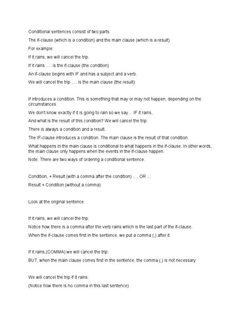 Conditionals Pdf Comma Sentence Linguistics