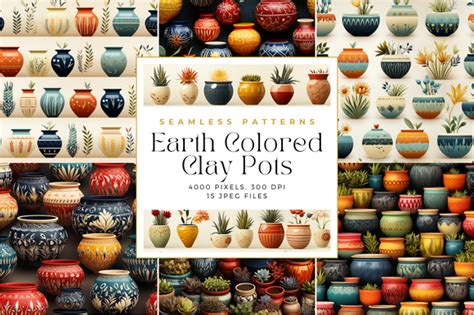 Earth Colored Clay Pots Seamless Pattern Graphic By Cecily Arts