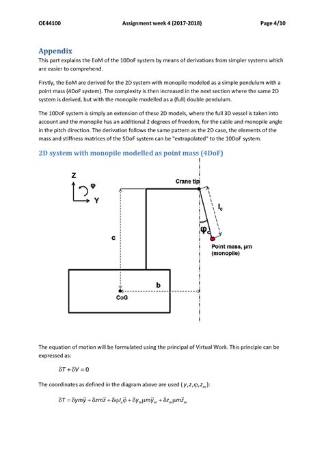 Equations Of Motion Monopile On Crane Ship Oe44100 Assignment Week