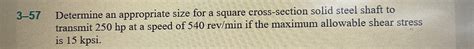 Solved 57 Determine An Appropriate Size For A Square Chegg Com