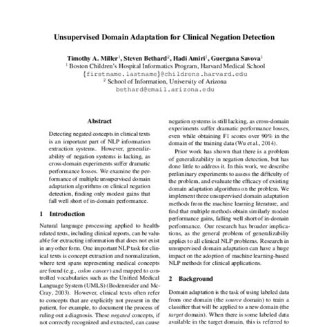 Unsupervised Domain Adaptation For Clinical Negation Detection Acl Anthology