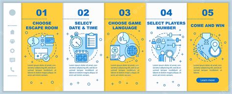 Premium Vector Escape Room Booking Yellow Onboarding Mobile Web Pages