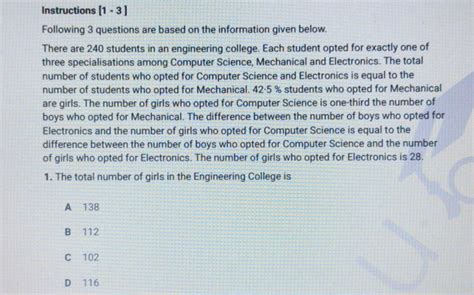 instructions 1 3 following 3 questions are based on the information