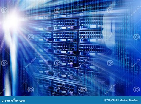 Array Disk Storage In Data Center With Light Effects And Rays Stock Image Image Of Digital