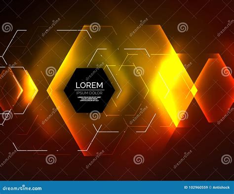 Digital Techno Abstract Background Glowing Hexagons Stock Vector Illustration Of Info Blank
