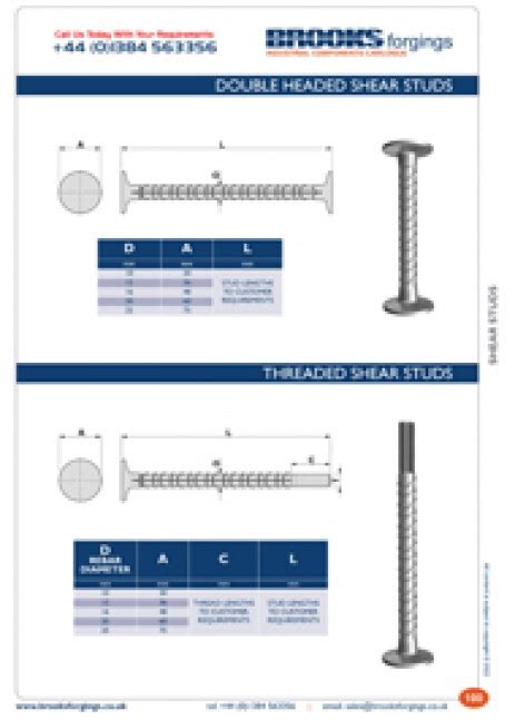 Shear Studs Rebar Double Headed Brooks Forgings Ltd