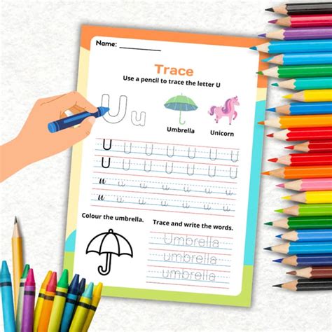 Trace The Letter U Worksheet Preschool And Kindergarten Handwriting
