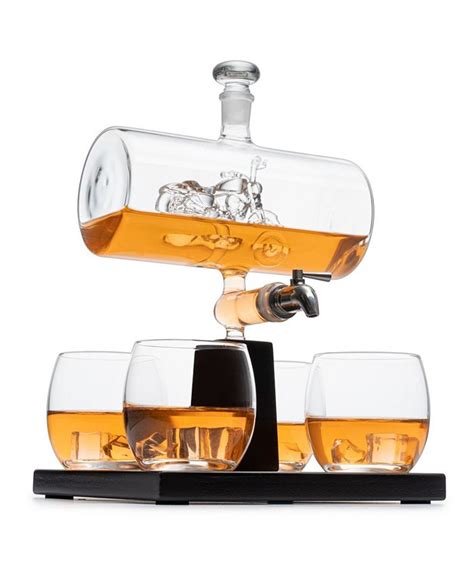 The Wine Savant Motorcycle Decanter Whiskey Wine Decanter 1100 Ml Set