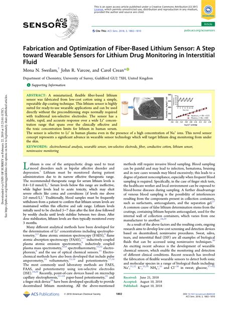 Pdf Fabrication And Optimization Of Fiber Based Lithium Sensor A