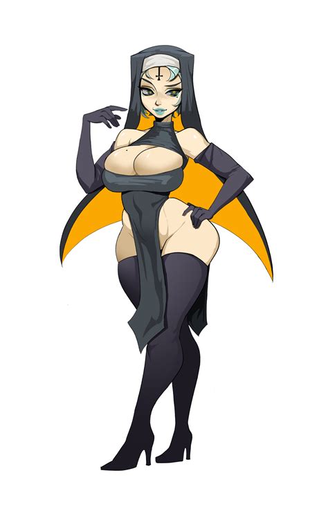 Rule 34 Blue Hair Bobbybuttbuck Gloves Hand On Hip Nun Original