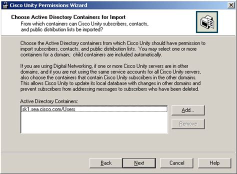 granting permissions with cisco unity 5 0 1 permissions wizard