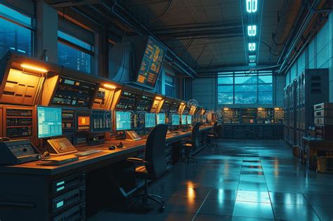 Server Racks In Computer Network Security Server Room Data Center 3d Render Dark Blue Stock