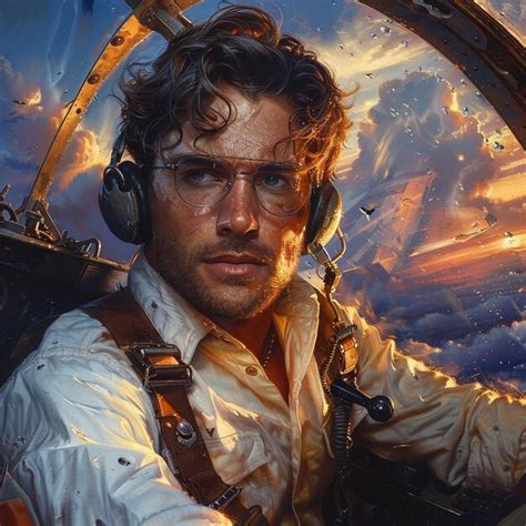 Premium Photo A Man In A Plane With Headphones On And A Picture Of A