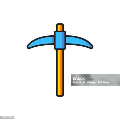 색상 곡괭이 아이콘 절연 통렬한 와 백색 배경 그림자가 있는 평면으로 채워진 윤곽선 스타일입니다 벡터 가득 찬에 대한 스톡 벡터 아트 및 기타 이미지 Istock