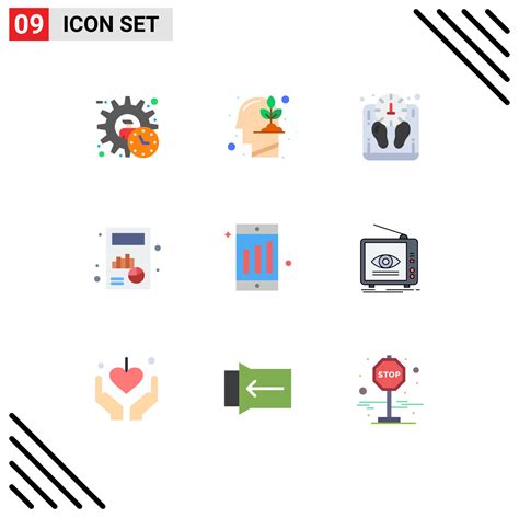 Set Of 9 Modern Ui Icons Symbols Signs For Mobile Chart Growth