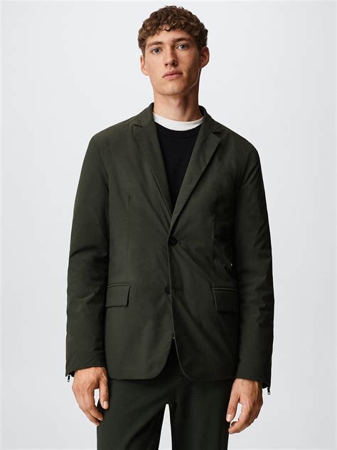 Buy Mango Man Men Olive Green Solid Performance Padded Jacket Jackets