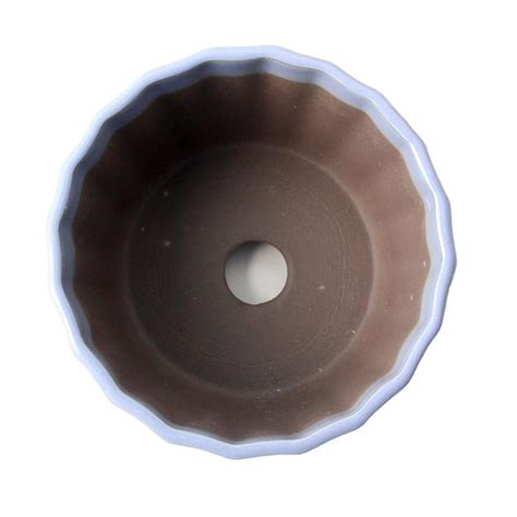 盆栽鉢 4号 菊型小鉢 水色 均窯釉 瀬戸焼 陶器 丸 約12センチ 山野草 観葉植物 アガベ 塊根 サボテン 小品 小さい 植木鉢 苔