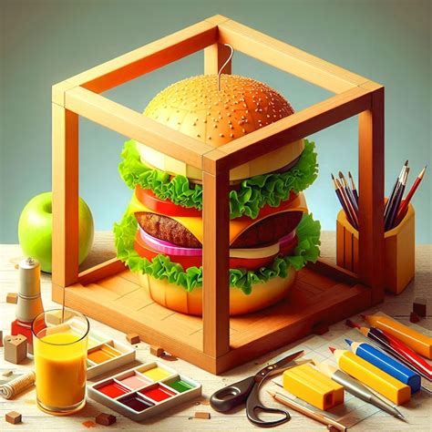 Cube Burger Digital Art Premium Ai Generated Image