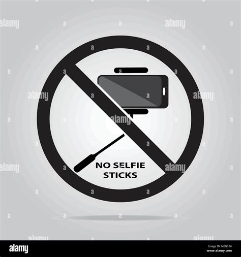 No Selfie Stick Sign Do Not Use Selfie Stick Prohibited Sign Vector Illustration Stock Vector