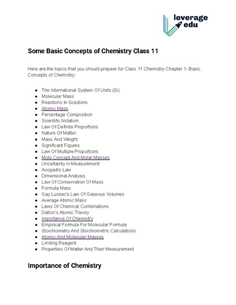 Some Basic Concepts Of Chemistry Class 11 Being A Central Science Chemistry Is Used In Every