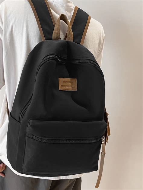 Letter Patch Decor Functional Backpack In 2025 Stylish School Bags