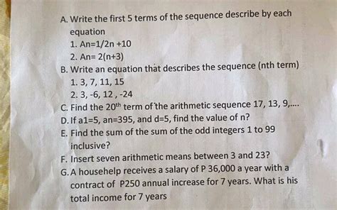 A Write The First 5 Terms Of The Sequence StudyX