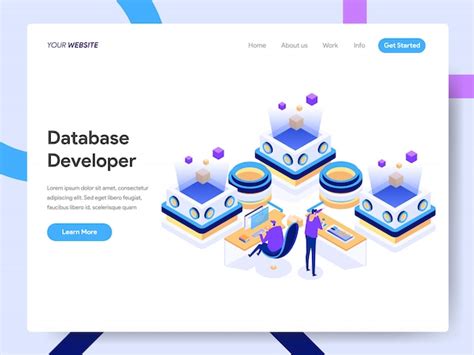 premium vector database developer isometric for website page