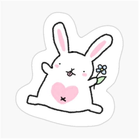 Silly Cute Bunny Sticker Sticker For Sale By Kunxdux Redbubble