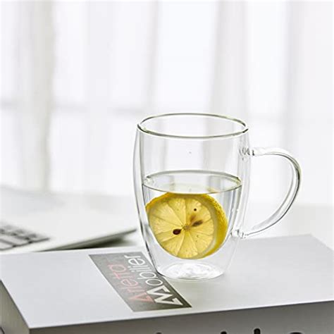 Meway 12oz2 Pack Coffee Mugsclear Glass Double Wall Cup With Handle