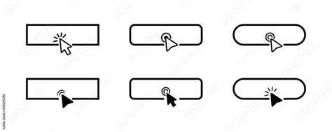 Click Mouse Cursor On Blank Button Set Of Template Web Buttons And Cursor Pointer For Touch