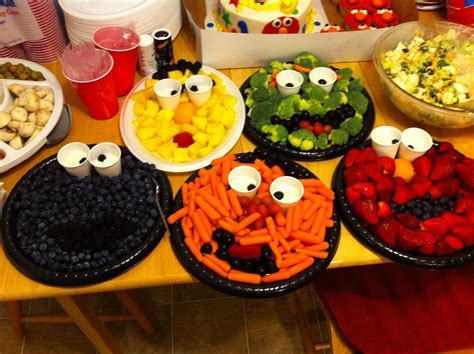 Sesame Street Themed Fruit And Veggie Trays 1st Birthday Foods Elmo