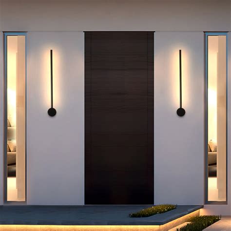 Outdoor Linear Wall Fixture Set Of 2 Linear Light Wall Sconces