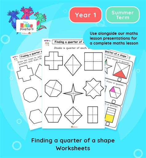 Year 1 Finding A Quarter Of A Shape Worksheets Practical Fraction Practice