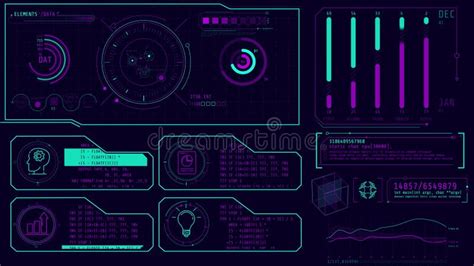 Animation Of High Tech Interface With Graphic Symbols Data Processing