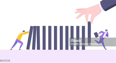 도미노 효과 또는 비즈니스 비겁 은유 벡터 일러스트 개념 가출자에 대한 스톡 벡터 아트 및 기타 이미지 가출자 감소 개념