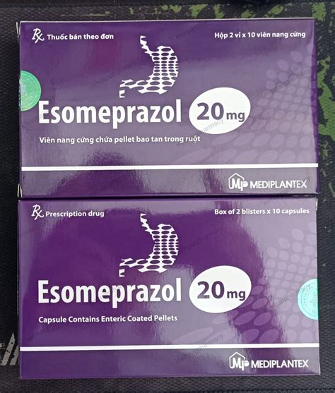 Esomeprazol 20mg (Hộp 2 vỉ x 10 viên) – Thuốc điều trị trào ngược dạ dày – thực quản, loét dạ ...
