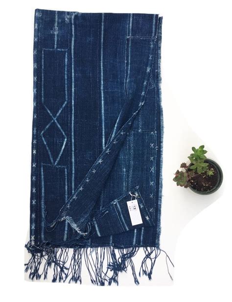 Mud Cloth Indigo Vintage African Shibori Textile Indigo Throw Boho
