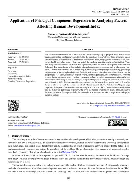 pdf application of principal component regression in analyzing