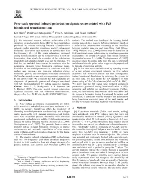 Pdf Sip Signatures In Fes Biomineral Transformations