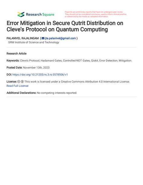 pdf error mitigation in secure qutrit distribution on cleve s