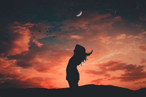 새벽 동안 여자의 실루엣 사진 · 무료 스톡 사진